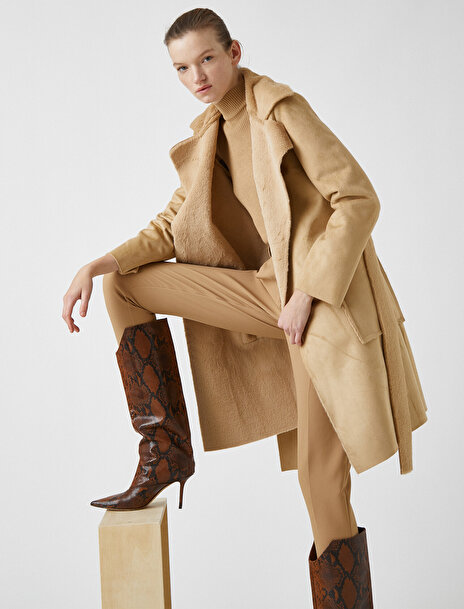 Koton Kadın İçi Suni Kürklü Kemerli Sherpa Kaban Koton Kadın İçi Suni Kürklü Kemerli Sherpa Kaban