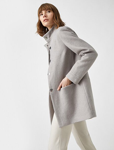 Koton Kadın Düğmeli Yünlü Kaban