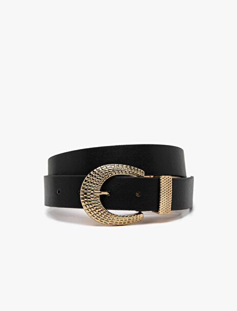 Koton Kadın Deri Görünümlü Toka Detaylı Kemer