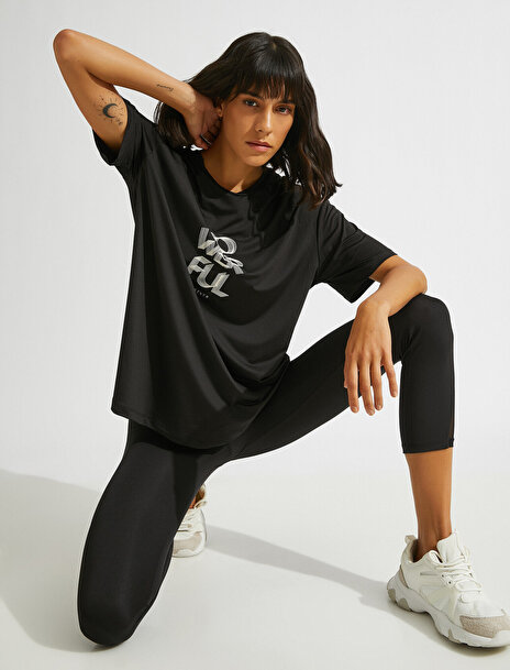 Koton Kadın Kısa Kollu Tişört Bisiklet Yaka Slogan Baskılı Oversize Koton Kadın Kısa Kollu Tişört Bisiklet Yaka Slogan Baskılı Oversize