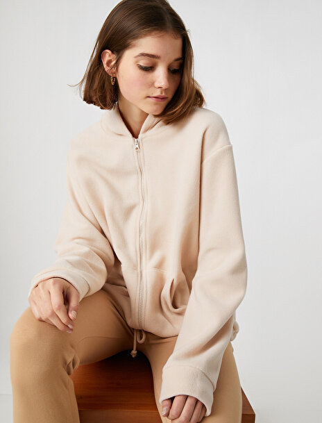 Koton Kadın Fermuarlı Beli Bağlamalı Sweatshirt