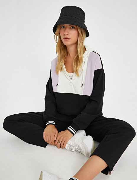 Koton Kadın Kapüşonlu Renk Bloklu Sweatshirt Koton Kadın Kapüşonlu Renk Bloklu Sweatshirt