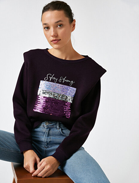 Koton Kadın Vatkalı Pullu Sweatshirt