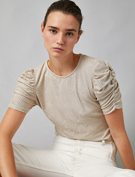 Koton Kadın Bisiklet Yaka Kısa Kollu Omuz Detaylı Bluz