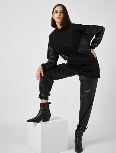 Koton Kadın Deri Detaylı Oversize Tunik Koton Kadın Deri Detaylı Oversize Tunik