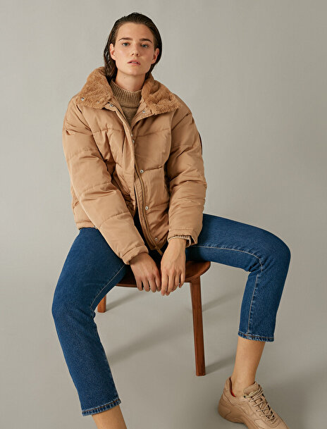 Koton Kadın Suni Kürk Detaylı Şişme Mont