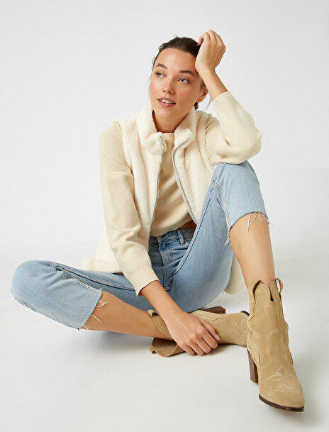 Koton Kadın Suni Kürk Fermuarlı Yelek