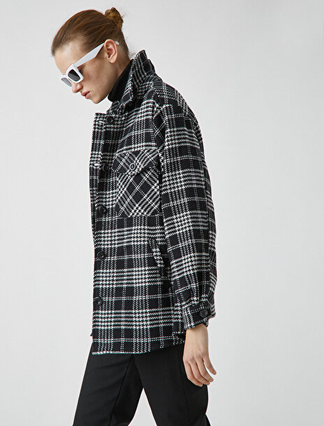 Koton Kadın Gömlek Ceket Ekose