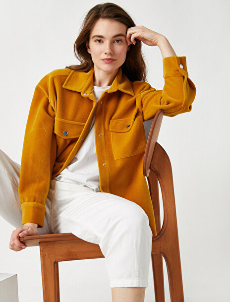 Koton Kadın Gömlek Ceket Düğmeli Kaşe