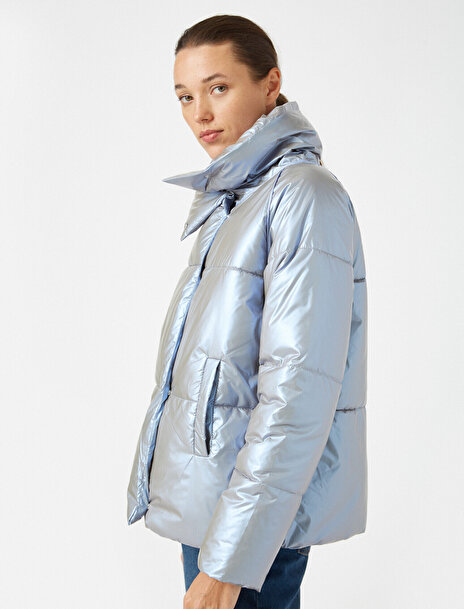 Koton Kadın  Şişme Mont Düğmeli Oversize