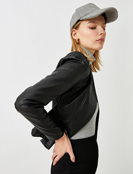 Koton Kadın Deri Görünümlü Blazer Ceket Koton Kadın Deri Görünümlü Blazer Ceket