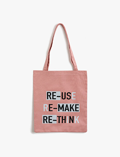 Koton Kadın Organik Pamuk Yazılı Baskılı Bez Çanta