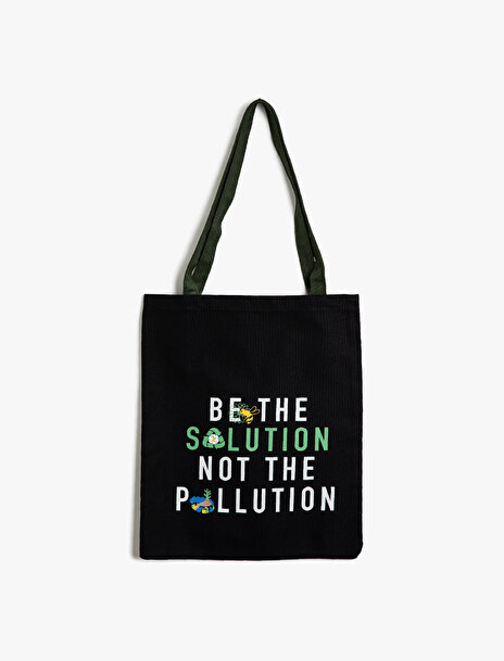 Koton Kadın Organik Pamuk Yazılı Baskılı Bez Çanta