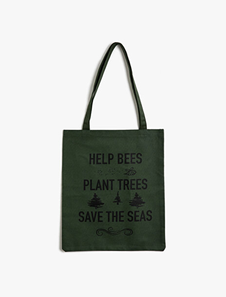 Koton Kadın Organik Pamuk Yazılı Baskılı Bez Çanta