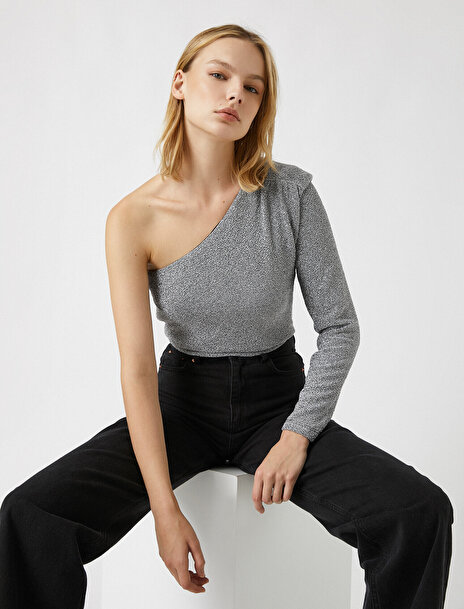 Koton Kadın Vatkalı Uzun Kollu Tek Omuz Bluz