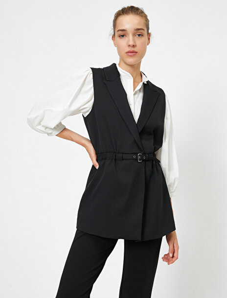 Koton Kadın Gömlek Yaka Kemerli Yelek Koton Kadın Gömlek Yaka Kemerli Yelek