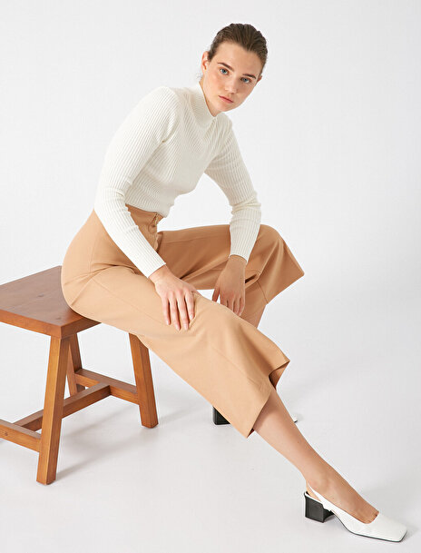 Koton Kadın Fermuarlı Crop Pantolon