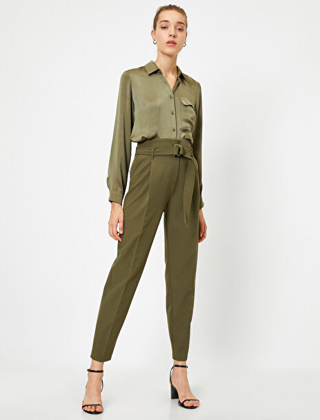 Koton Kadın Cepli Kemerli Havuç Pantolon