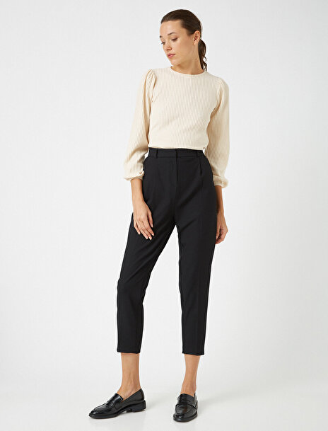 Koton Kadın Düz Renk Crop Pantolon