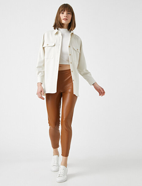 Koton Kadın Deri Görünümlü Pantolon