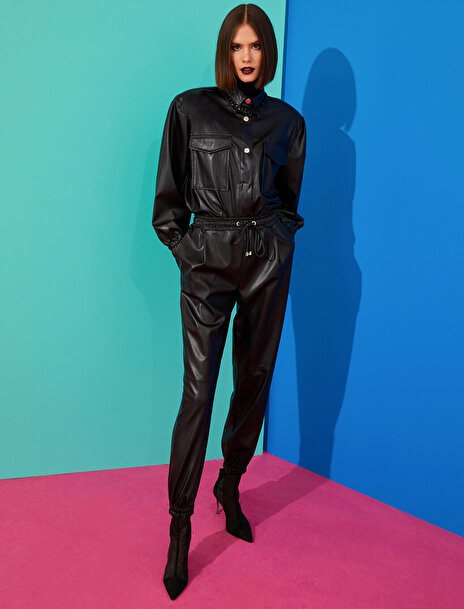 Koton Kadın Deri Görünümlü Pantolon