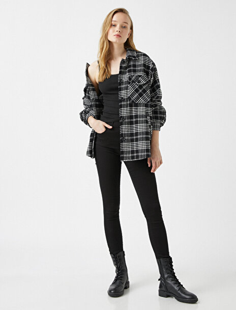 Koton Kadın Pamuklu Carmen Jean - Yüksek Bel Dar Kesim Dar Paça Pantolon