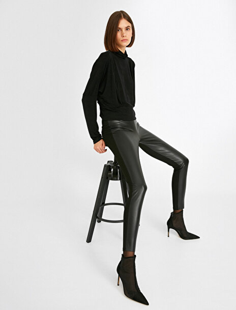 Koton Kadın Deri Görünümlü Tayt