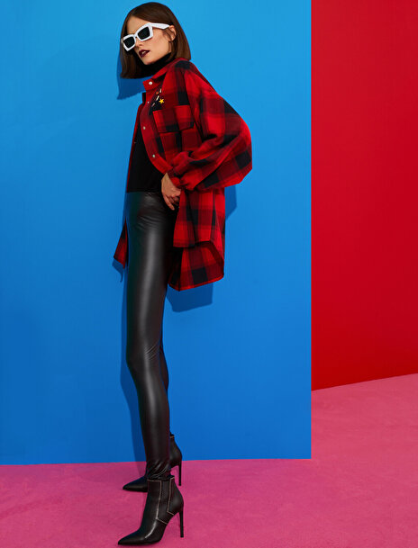 Koton Kadın Deri Görünümlü Tayt