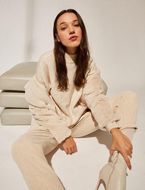 Koton Kadın Kadife Pantolon Beli Bağlamalı