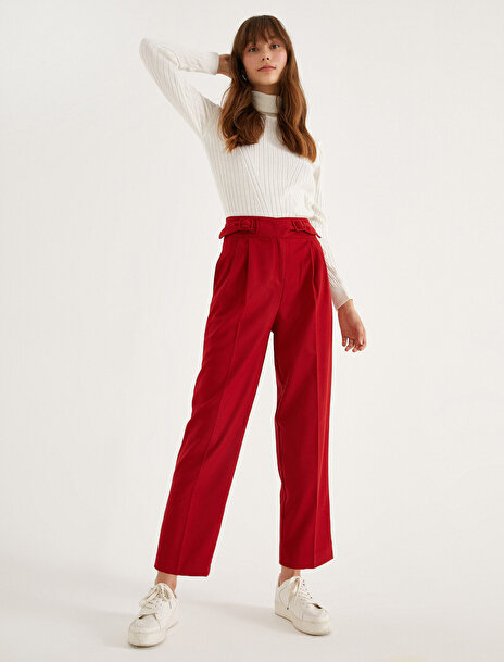 Koton Kadın Yüksek Bel Kemerli  Pantolon