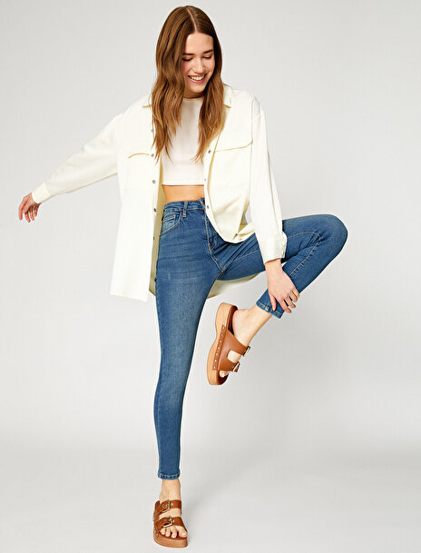 Koton Kadın Carmen Jean - Yüksek Bel Dar Kesim Dar Paça Pantolon