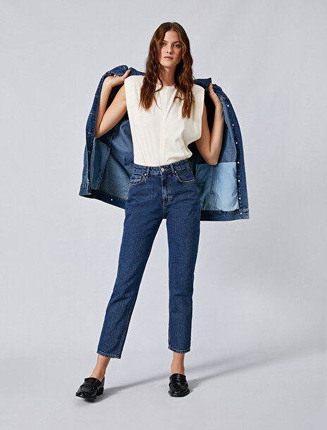 Koton Kadın Organik Pamuklu Mom Jean Yüksek Bel Rahat Kesim Dar Paça Pantolon Koton Kadın Organik Pamuklu Mom Jean Yüksek Bel Rahat Kesim Dar Paça Pantolon