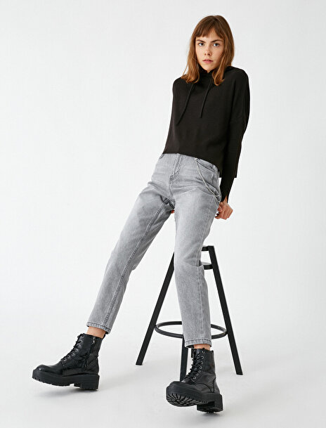 Koton Kadın Mom Jean - Yüksek Bel Rahat Kesim Dar Paça Pantolon