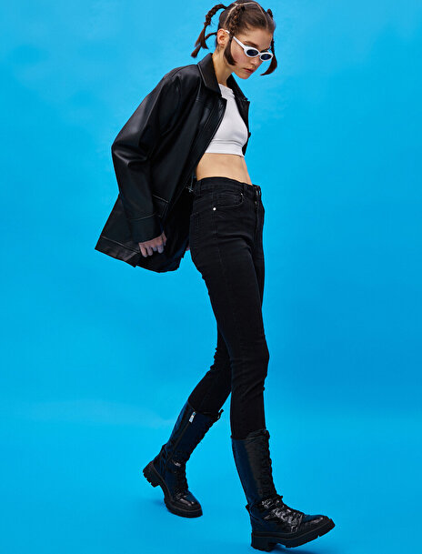 Koton Kadın Carmen Jean - Yüksek Bel Dar Kesim Dar Paça Pantolon