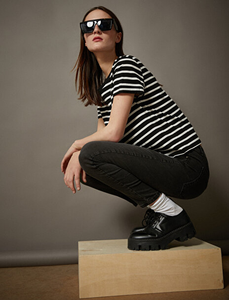 Koton Ole Genç Kız Carmen Jean - Yüksek Bel Dar Kesim Dar Paça Pantolon