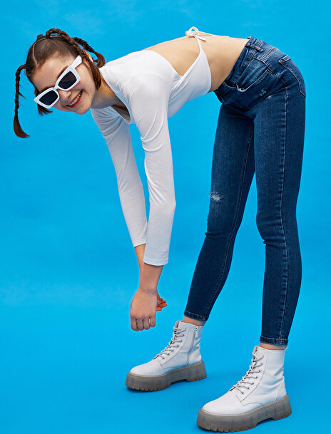 Koton Kadın Carmen Jean - Yüksek Bel Dar Kesim Dar Paça Pantolon