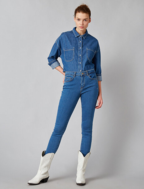 Koton Kadın Carmen Jean - Yüksek Bel Dar Kesim Dar Paça Pantolon