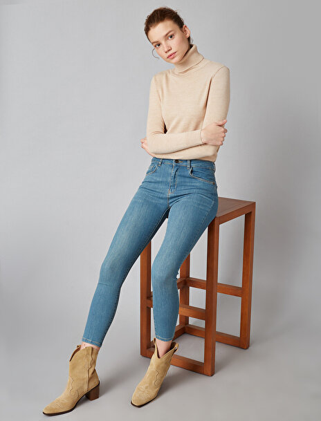 Koton Ole Genç Kız Carmen Jean - Yüksek Bel Dar Kesim Dar Paça Pantolon