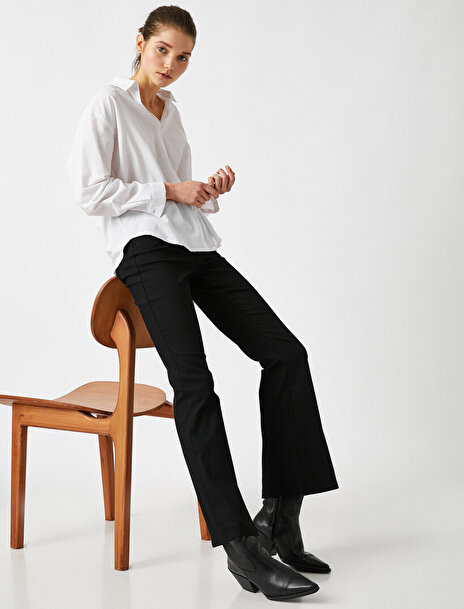 Koton Kadın Yüksek Bel Victoria Jean - İspanyol Paça Pantolon