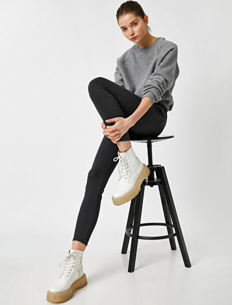 Koton Ole Genç Kız Pamuklu Slim Fit Carmen Jean Pantolon- Yüksek Bel Dar Kesim Dar Paça Pantolon