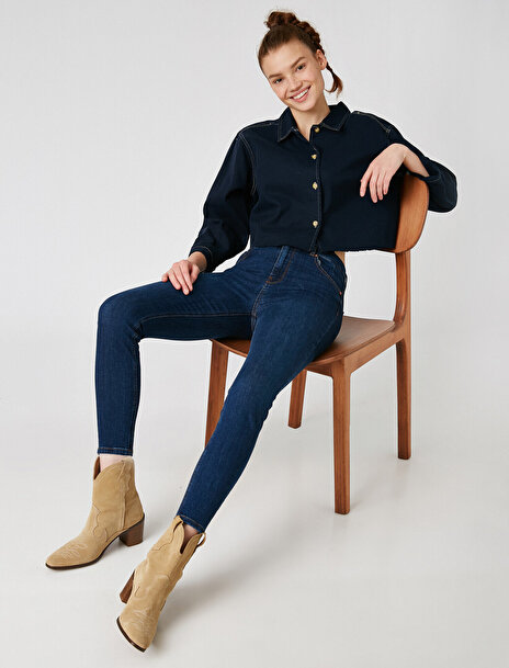 Koton Kadın Carmen Jean - Yüksek Bel Dar Kesim Dar Paça Pantolon