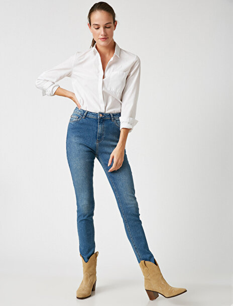 Koton Kadın Carmen Jean - Yüksek Bel Dar Kesim Dar Paça Pantolon