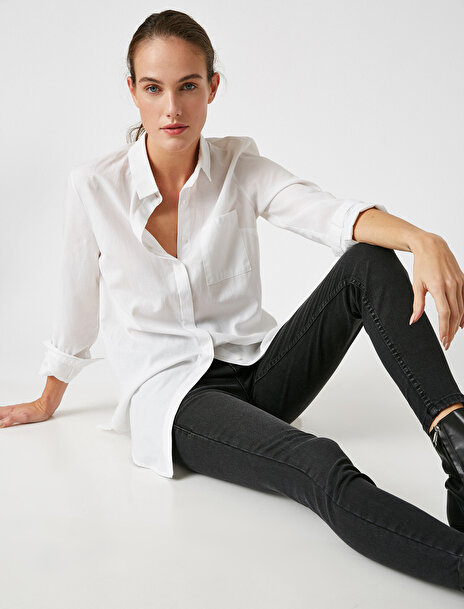 Koton Kadın Organik Pamuklu Carmen Jean Yüksek Bel Dar Kesim Dar Paça Pantolon