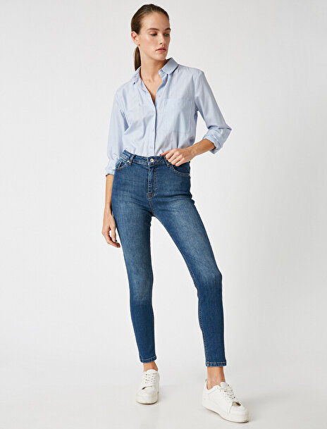 Koton Kadın Carmen Jean - Yüksek Bel Dar Kesim Dar Paça Pantolon