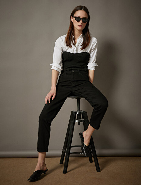 Koton Ole Genç Kız Mom Jean - Yüksek Bel Rahat Kesim Dar Paça Pantolon