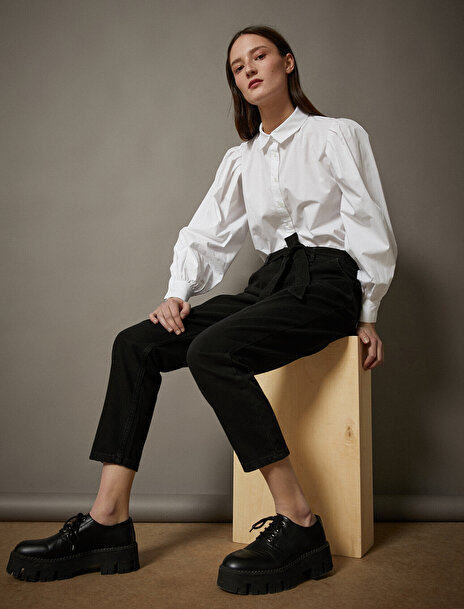 Koton Kadın Mom Jean - Yüksek Bel Rahat Kesim Dar Paça Pantolon