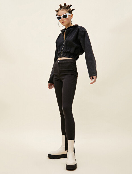 Koton Kadın Legging Jean -Yüksek Bel Dar Kesim Dar Paça Pantolon