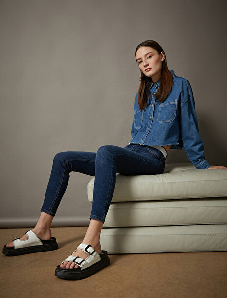 Koton Kadın Carmen Jean - Yüksek Bel Dar Kesim Dar Paça Pantolon