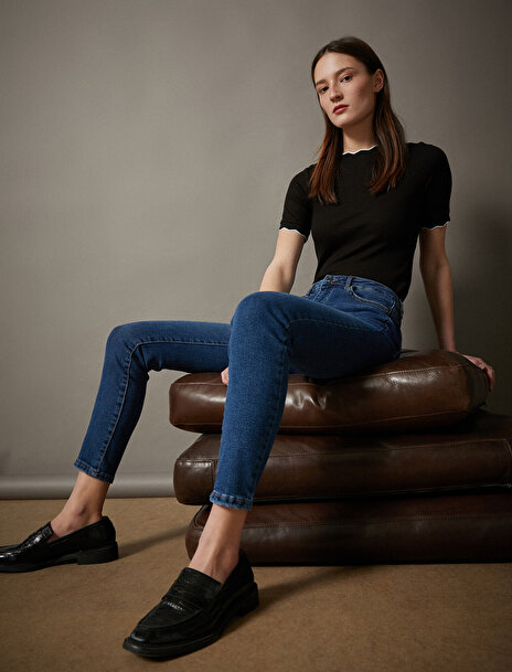 Koton Kadın Carmen Jean - Yüksek Bel Dar Kesim Dar Paça Pantolon