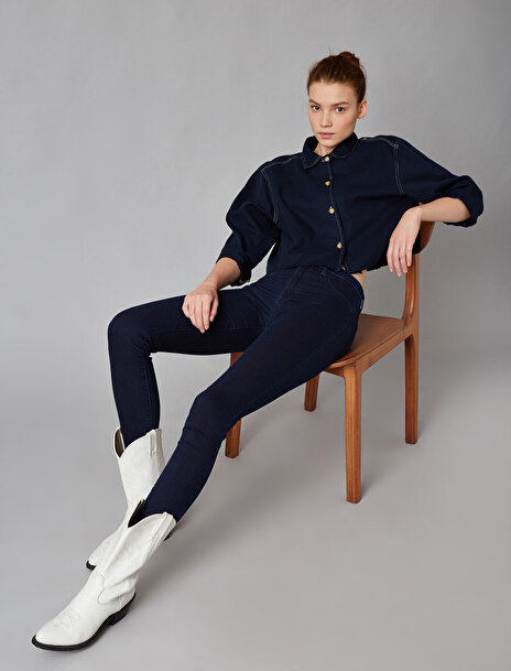 Koton Kadın Carmen Jean - Yüksek Bel Dar Kesim Dar Paça Pantolon